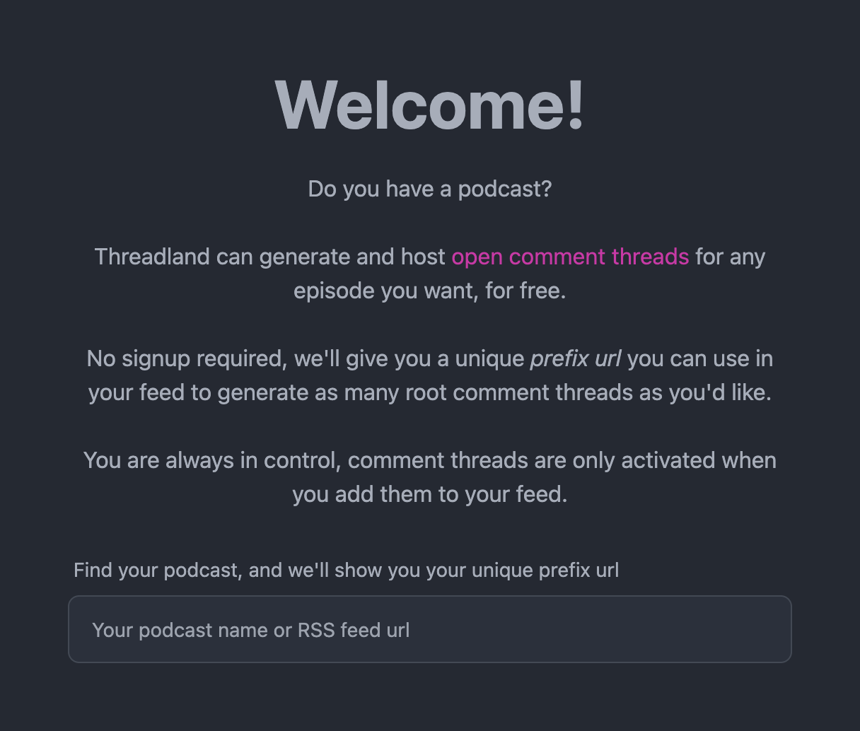 Free ActivityPub comment threads for Podcasters · Threadland